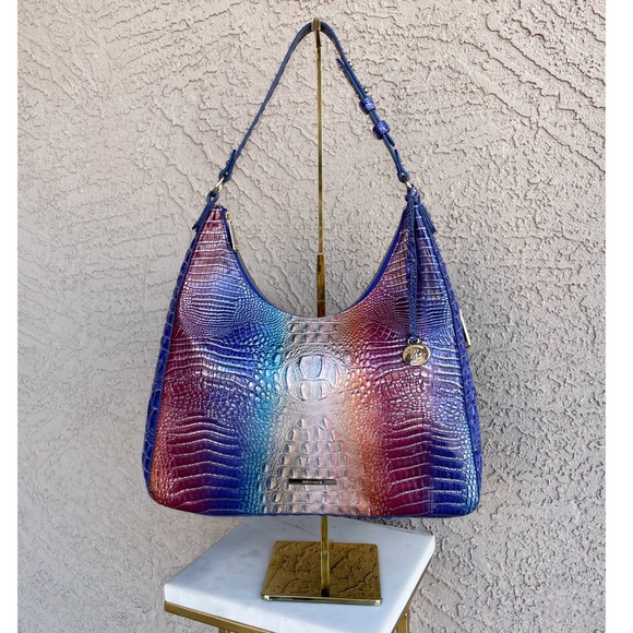 Brahmin | Bags | Brahmin Blue Shiny Ombr Croc Embossed Leather Tabitha ...